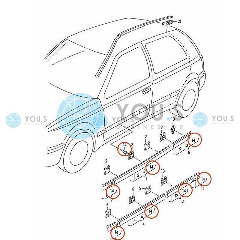 40 Stück YOU.S Orig. Tülle Montage Clip Seitenleisten für VW Passat ...