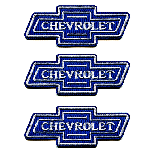3 CHEVROLET" Car Automotive Patch White & Blue Chevy Embroidered Blue ...