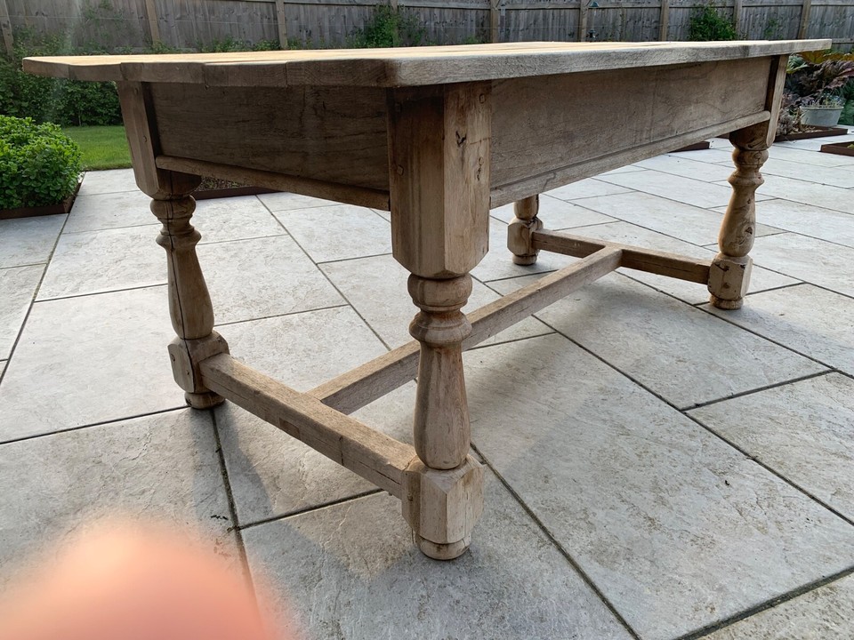 Substantial vintage rustic oak topped refectory dining table | eBay UK