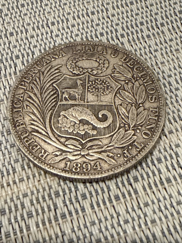 1894 Peru Silver Un Sol TF One Sol .90 Silver Coin No Reserve! | eBay
