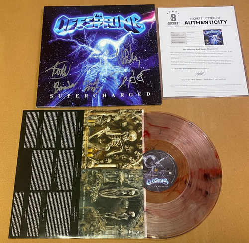The Offspring SUPERCHARGED AUTO SIGNED Clear Vinyl Full Band BECKETT ...