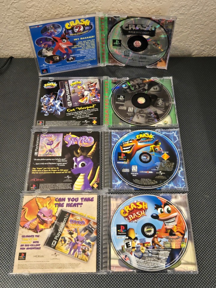 Sony Playstation 1 PS1 Crash Bandicoot, 2, Bash + Warped Holo Cover ...