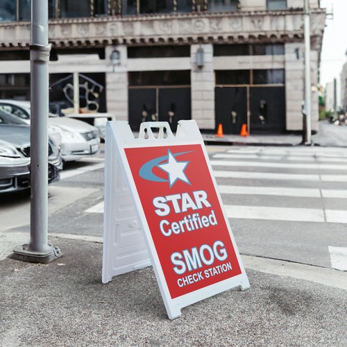 Star Certified Smog Check Station Heavy Duty A-Frame Sidewalk Sign ...