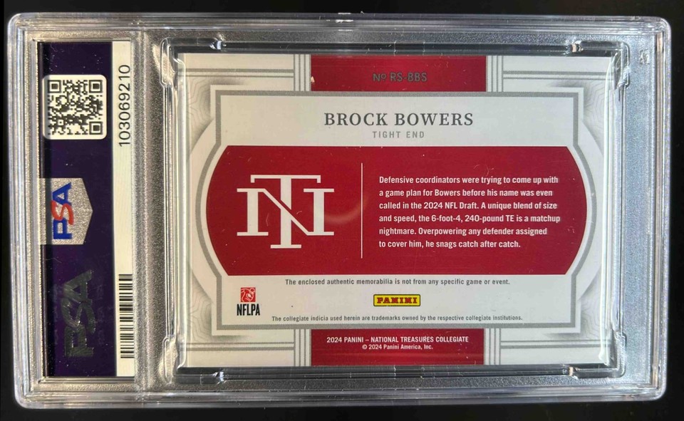 2024 National Treasures Brock Bowers Rookie Silhouettes RC Jersey #12/ ...