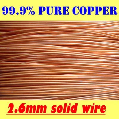 2 MT 2.6mm = 12G SWG = 10G AWG 99.9% PURE SOLID UNCOATED BARE COPPER ...