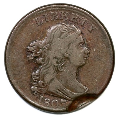 1807 C-1 Indented Strike Draped Bust Half Cent Coin 1/2c | eBay