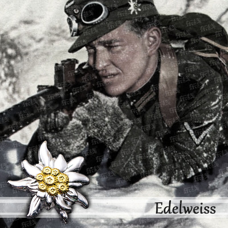 WWI WW2 German Mountain Edelweiss Hat Badge leaf badge oak leaf Badge ...