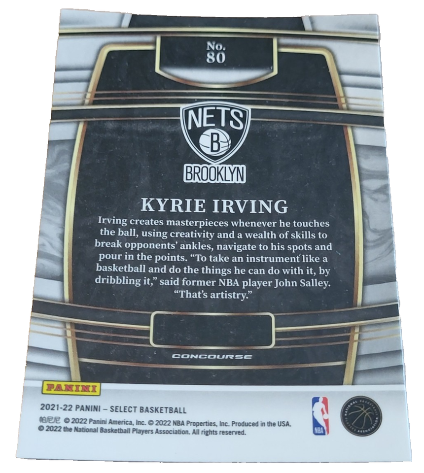 2022 Panini Select #80 Brooklyn Nets Kyrie Irving Blue Basketball Card ...