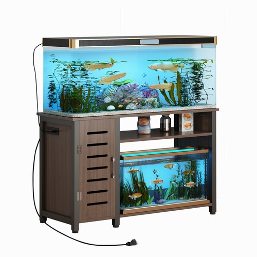 Heavy Duty Metal Aquarium Stand with Power Outlets for 55-75 Gallon ...