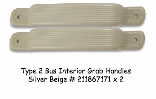 VW TYPE 2 BUS INTERIOR DOOR PLASTIC GRAB HANDLES SILVER BEIGE KOMBI ...