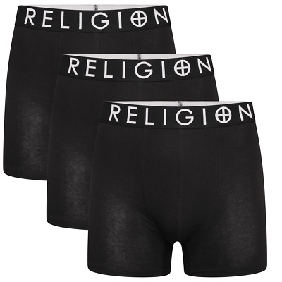 RELIGION - Mens 3 Pack Premium Cotton Designer Boxer Shorts - S, M, L ...