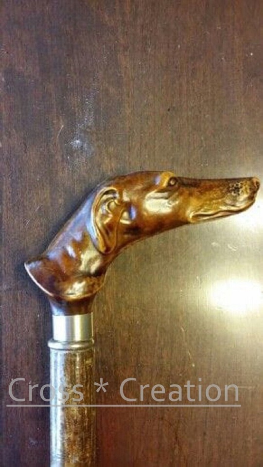 Wood head Dog Handle Hand Carved Cane Unique Wooden Walking Stick Best ...