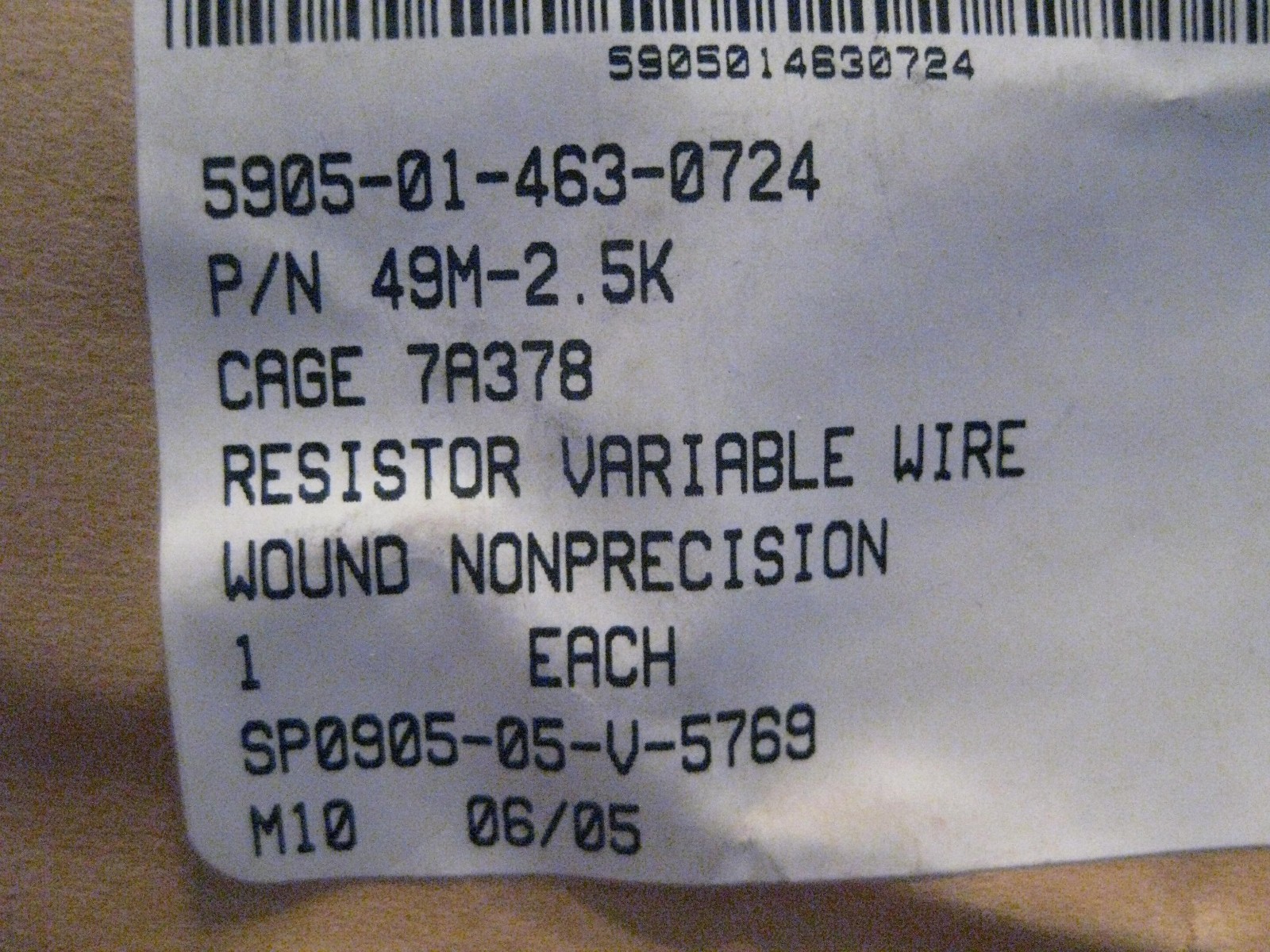 4 pieces Clarostat Sensors & Controls Variable Resistor p/n 49M-2.5K ...