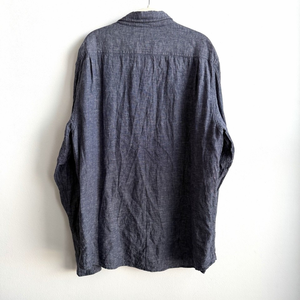 Relwen Linen Blend Long Sleeve Workshirt Men’s Size 2X In Blue Utility ...