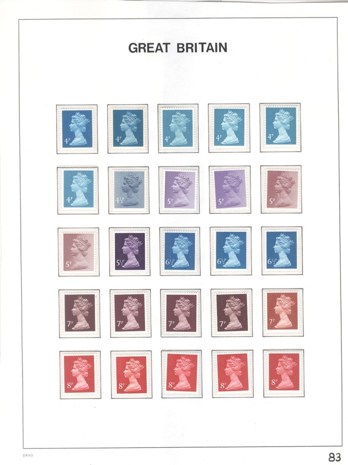 GB QEII DECIMAL MACHIN DEFINITIVE NEVER HINGED MINT COLLECTION, 7 PAGES ...