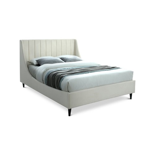 Eva Cream Velvet Queen Bed 753359808840| eBay