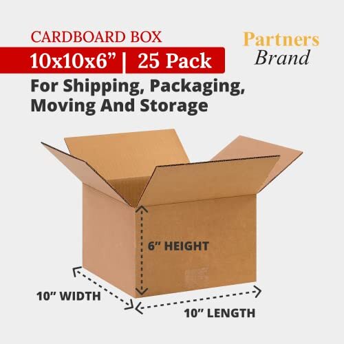 10 X 10 X 6 Corrugated Cardboard Boxes Small 10L X 10W X 6H Pack of 25 ...