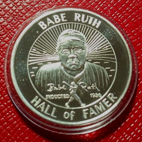 Babe Ruth-Hall of Famer Inducted 1936 Round 1 Troy oz..999 Silver ...