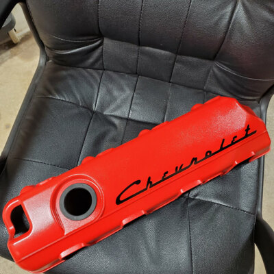 CHEVROLET Valve Cover Decals "Script font" two 11" Long stickers + your ...