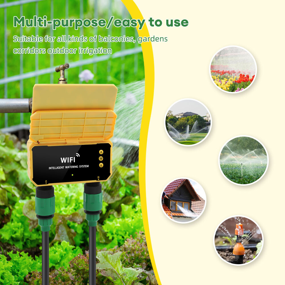 Dual Zone WIFI Solar Irrigation Timer APP Control Automatic Irrigation ...