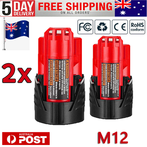 2Pack M12B3 12V 3.5Ah For Milwaukee M12 LITHIUM Cordless Battery 48-11 ...