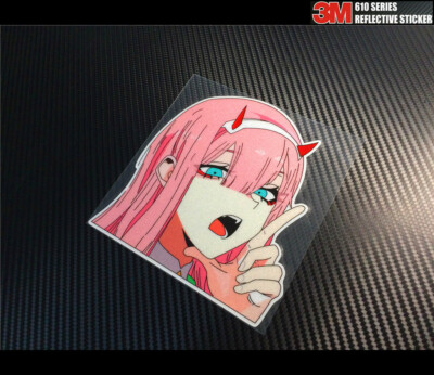 Reflective Darling in the Franxx Zero Two Senpai Peeking Anime JDM ...