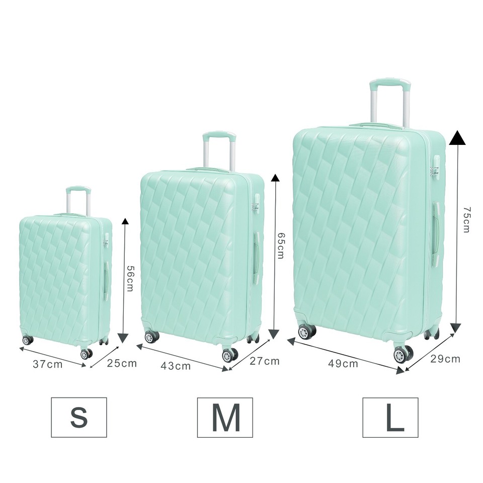 Suitcase Cabin Carry On Hand Luggage 4 Wheels Hard Shell Travel ABS ...