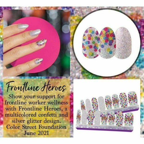 FRONTLINE HEROES Color Street Nail Polish Strips GLITTER Silver with ...