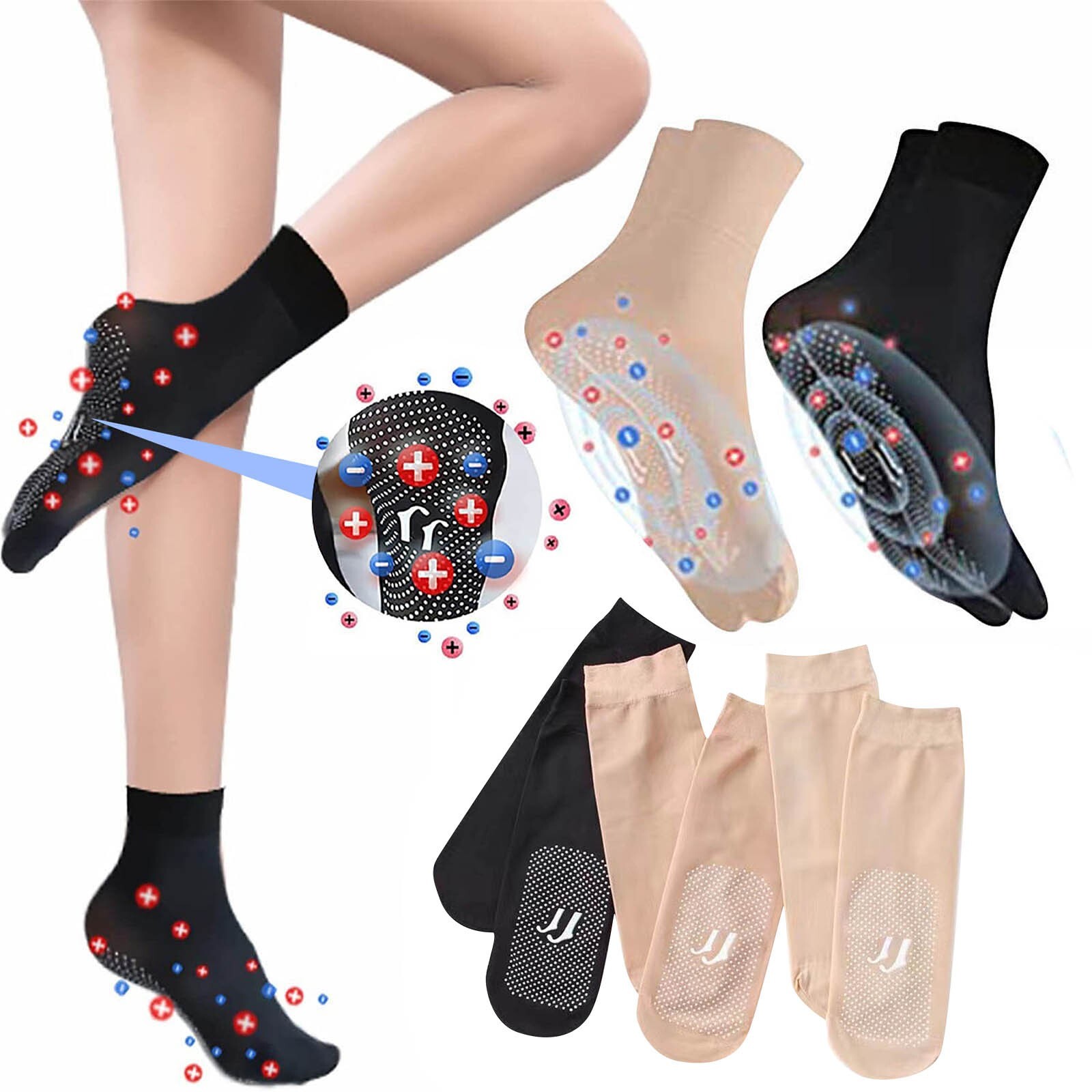 Body Shaping Stretch Socks Invisible Non-slip Crystal Silk Sock Stretch ...