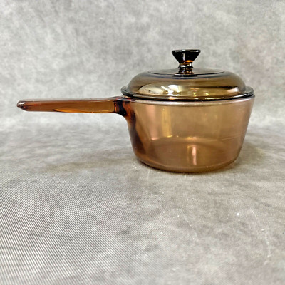 Corning Vision Ware Amber Glass 1L Liter Sauce Pan With Spout and with ...