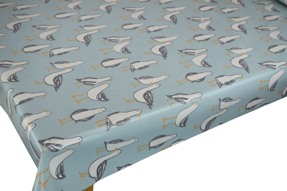 Duck Egg Cotton Oilcloth Wipe clean Tablecloth PVC Dotty Floral ...
