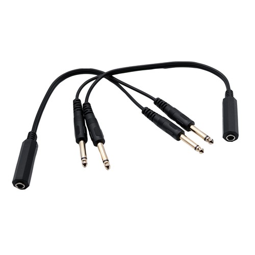 6.35mm 1/4" Stereo Female Plug to Dual 6.35mm 1/4" TS Mono Male Y ...