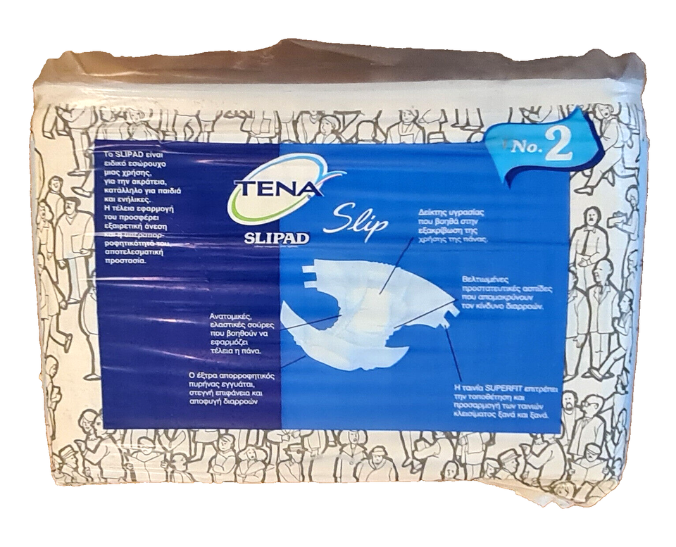 BRAND NEW 00s TENA SLIPAD adult PLASTIC diapers jumbo pack of 30 Medium ...