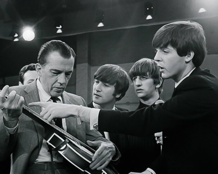 8x10 B&W photo of legendary rockers The Beatles with Ed Sullivan Show ...