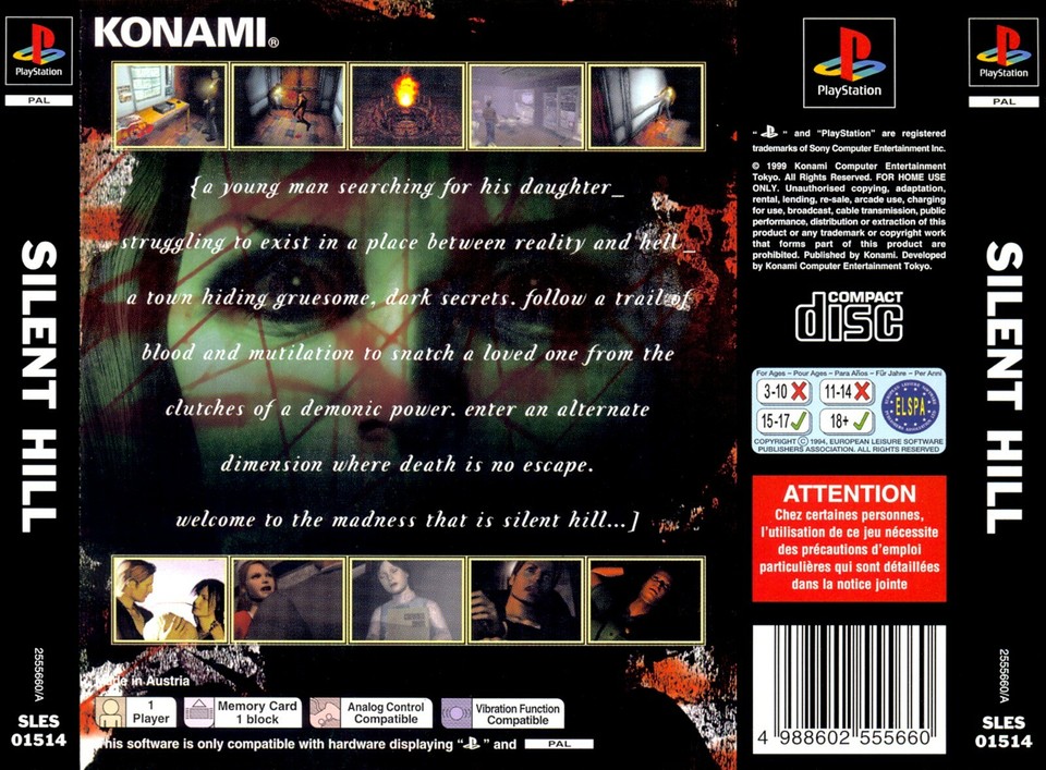 - Silent Hill 1 PS1 Front Back PAL Box Art Case Insert Cover only | eBay