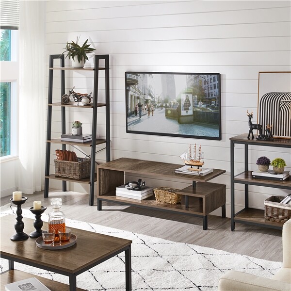 Media Console Table Small Entertainment Center Wood TV Stand for Living ...