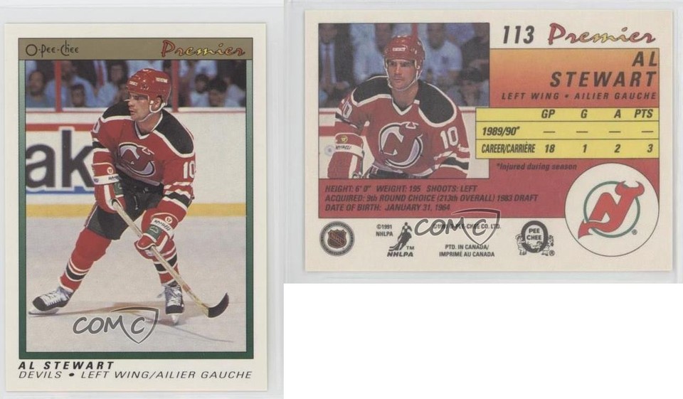 1990-91 O-Pee-Chee Premier Allan Stewart #113 Rookie RC 0qr0 | eBay