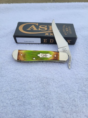 Case xx USA Russlock Knife Burnt Lime Green Handles Bowtie Case Shield ...