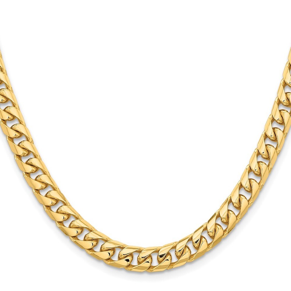 Real 14K Yellow Gold 28 inch 6.75mm Solid Miami Cuban Link Chain | eBay