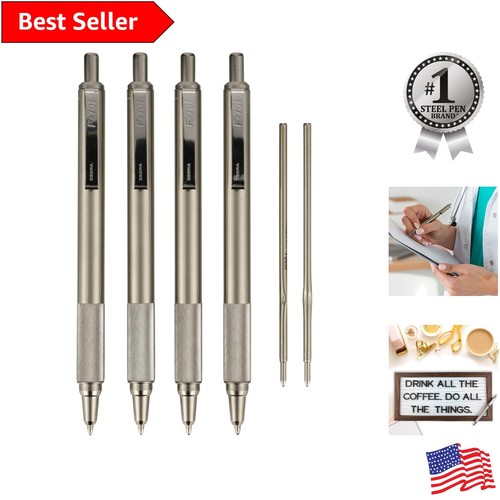 Executive Stainless Steel Fine Point Retractable Pen Set - 4-Pack with ...