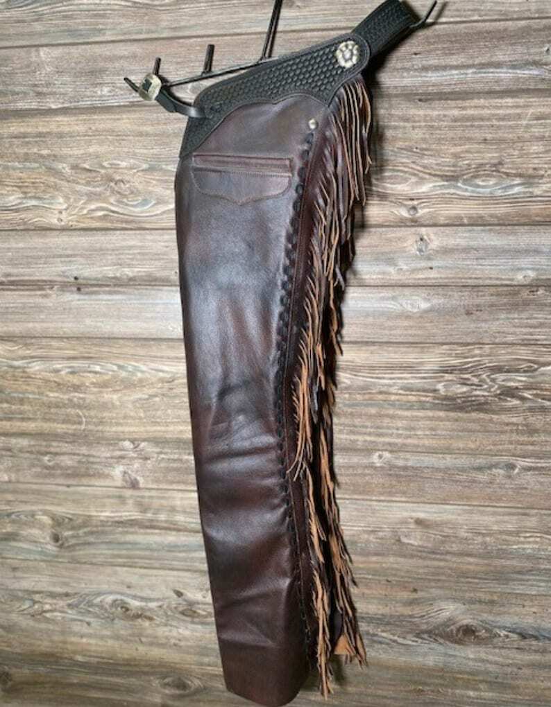 Native Western Cowboy Leather Chap Riding Chap Men Leather Chap ...
