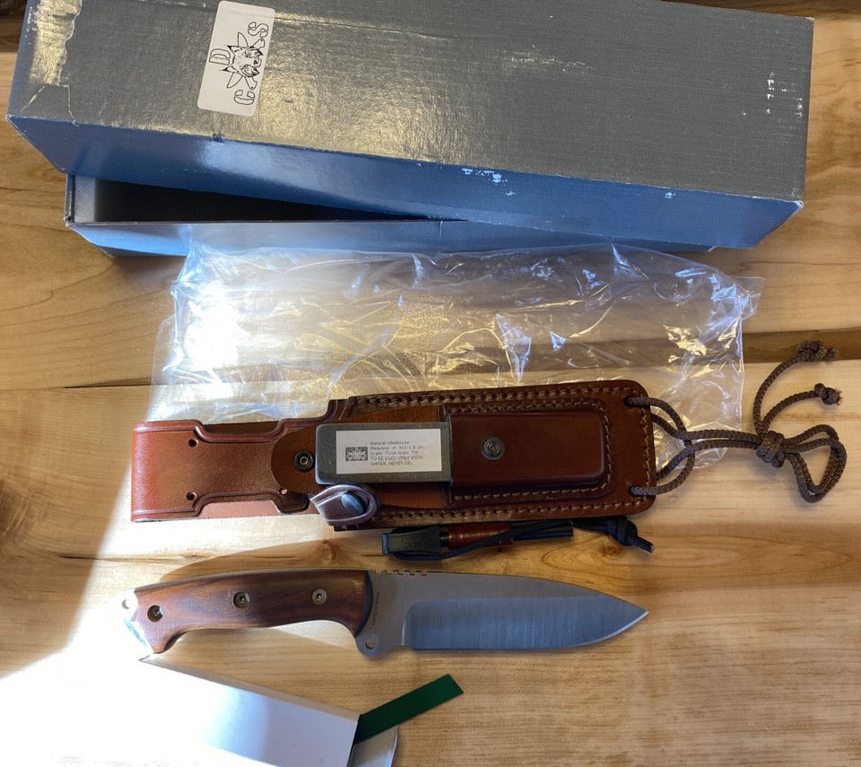 CDS CELTIBORO COCOBOLO WOOD HANDLE MOVA-58 STEEL KNIFE WITH LEATHER ...