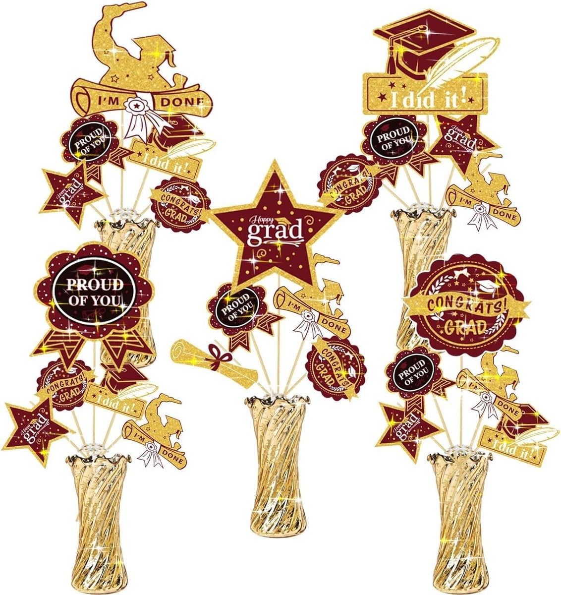 Maroon Graduation Decorations 294 Pieces Graduation Party Supplies Set