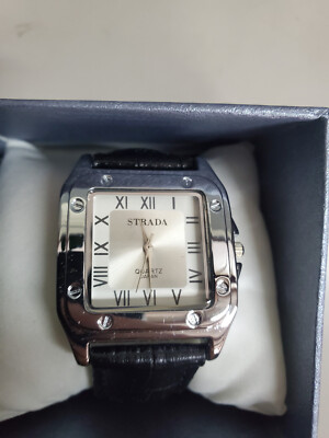 Unused Stylish Strada Men white & Silver Square Japan Quartz Watch ...