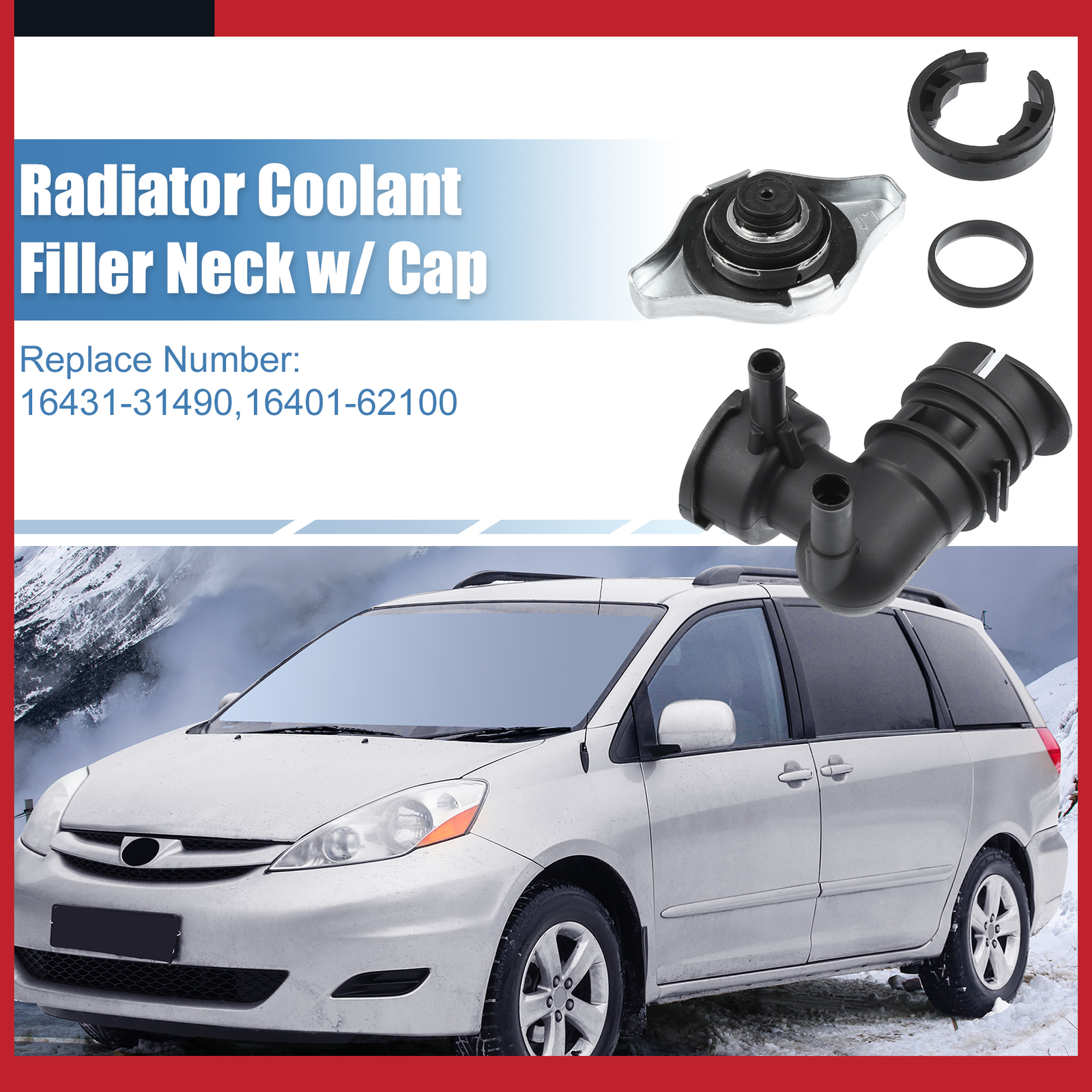 Pack of 1 For Toyota Sienna No.1643131490 Radiator Coolant Filler Neck ...