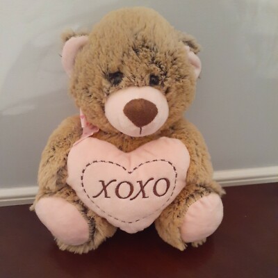 Bear Plush Tan Pink XOXO Heart 9" Best Made Toys Stuffed Animal Toy EUC ...