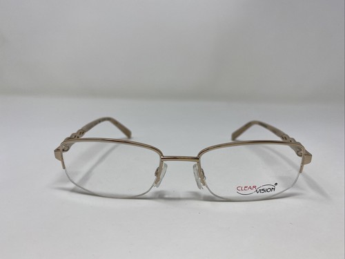 CLEAR VISION EYEGLASSES FRAMES Alexis Gold 51-18-130 Half Rim TC50 | eBay