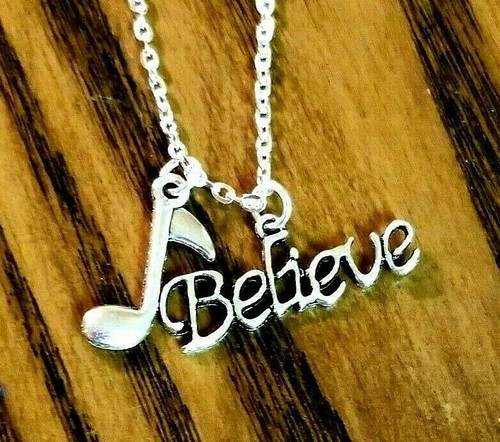 Silver Believe Necklace Music Note Jewelry Steve Perry Jewelry Eighth ...