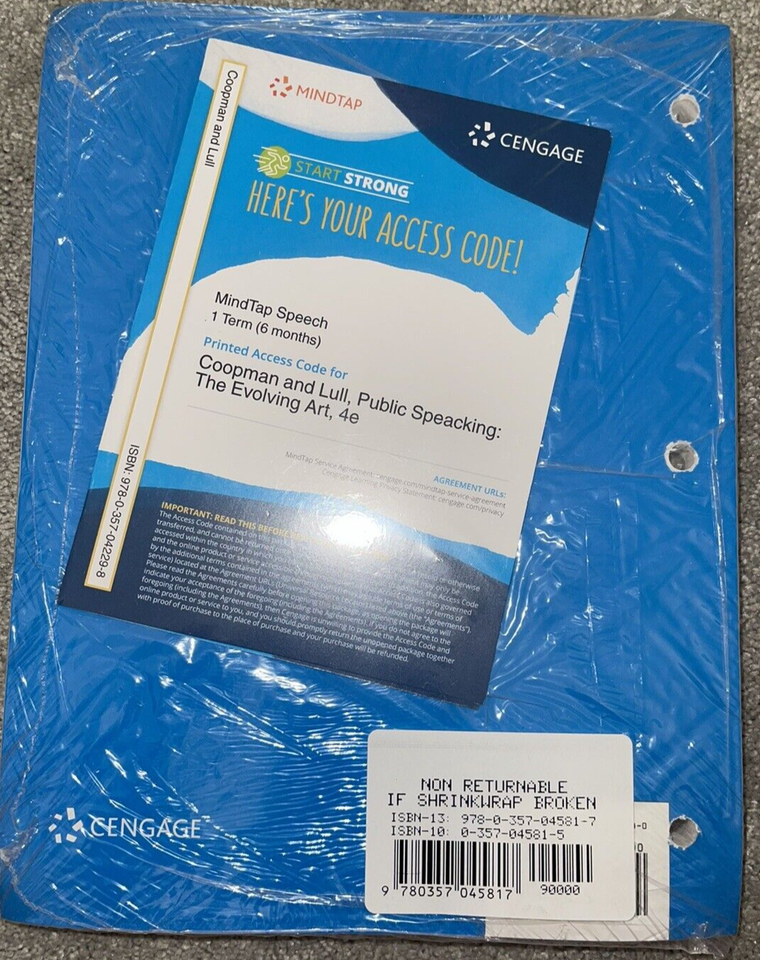 Cengage Public Speaking The Evolving Art 4th Edition w/Access Code ...