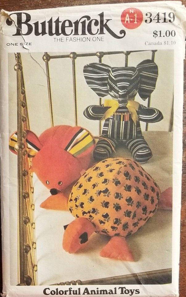 Butterick Sewing Patterns Craft Stuffed Animal Plush Dolls Bears Home+ ...